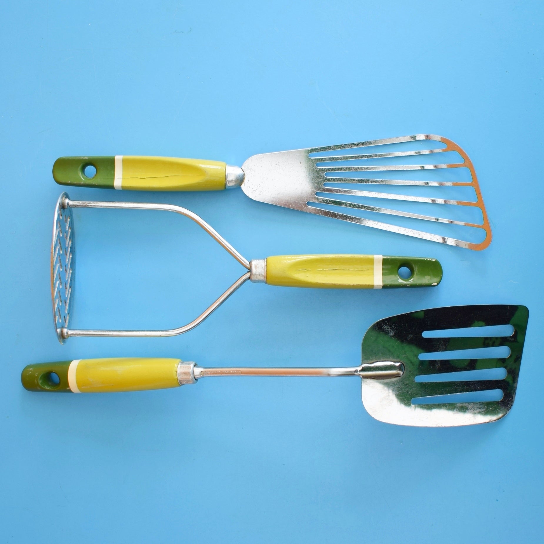 Vintage 1960s Kitchen Utensils - Wooden Handles - Skyline - Green ...