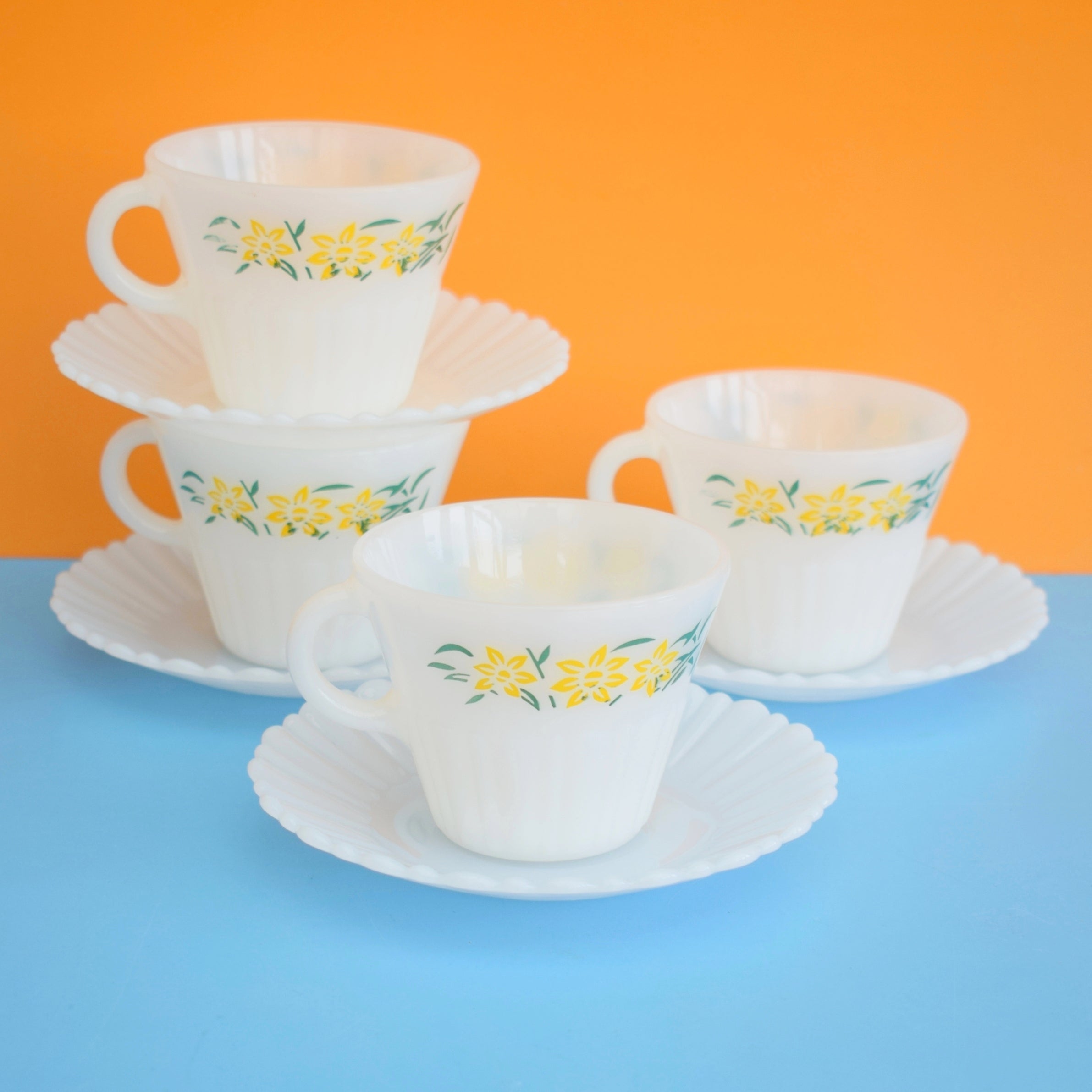 Vintage 1970s Pyrex Cups & Saucers - Mexican Termocrisa - Daffodils ...