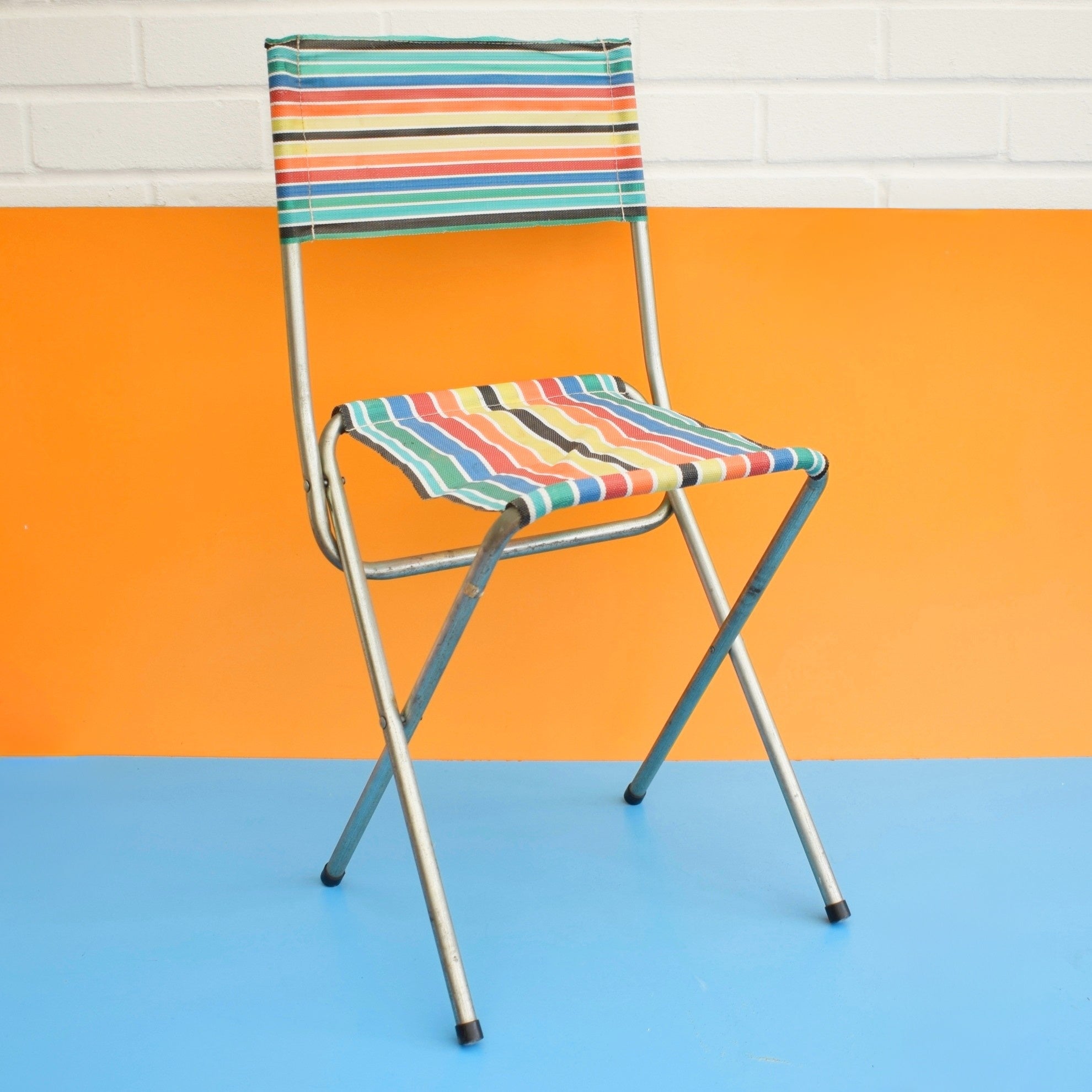 Vintage 1960s Striped Nylon Folding Stool / Chair - Rainbow – Pineapple ...