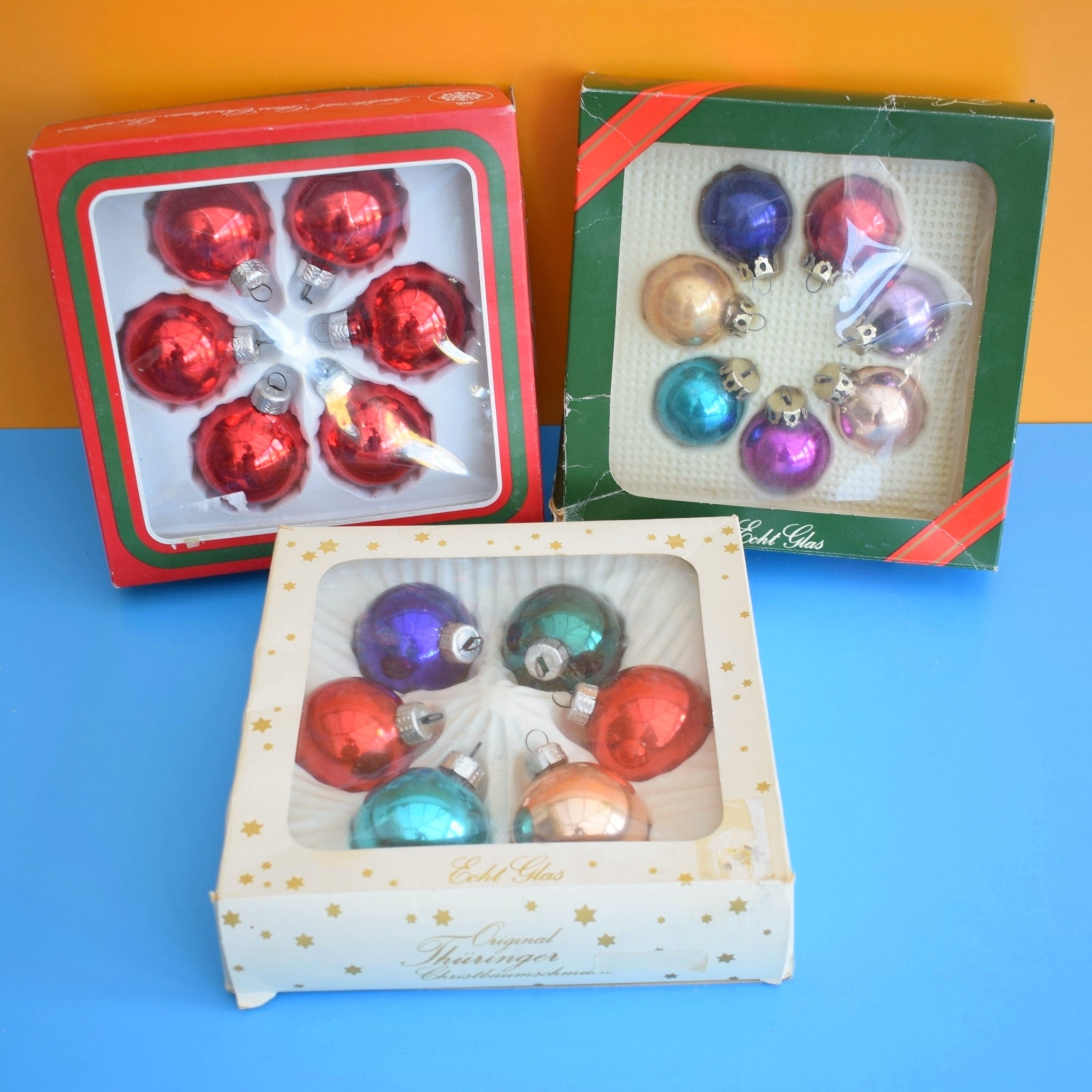 Vintage 1980s Glass Christmas Baubles - Classic Balls - Plain Colours ...