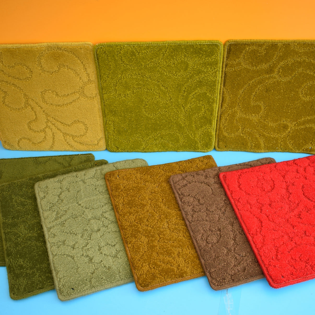 Vintage 1970s Carpet Samples/ Tiles – Pineapple Retro