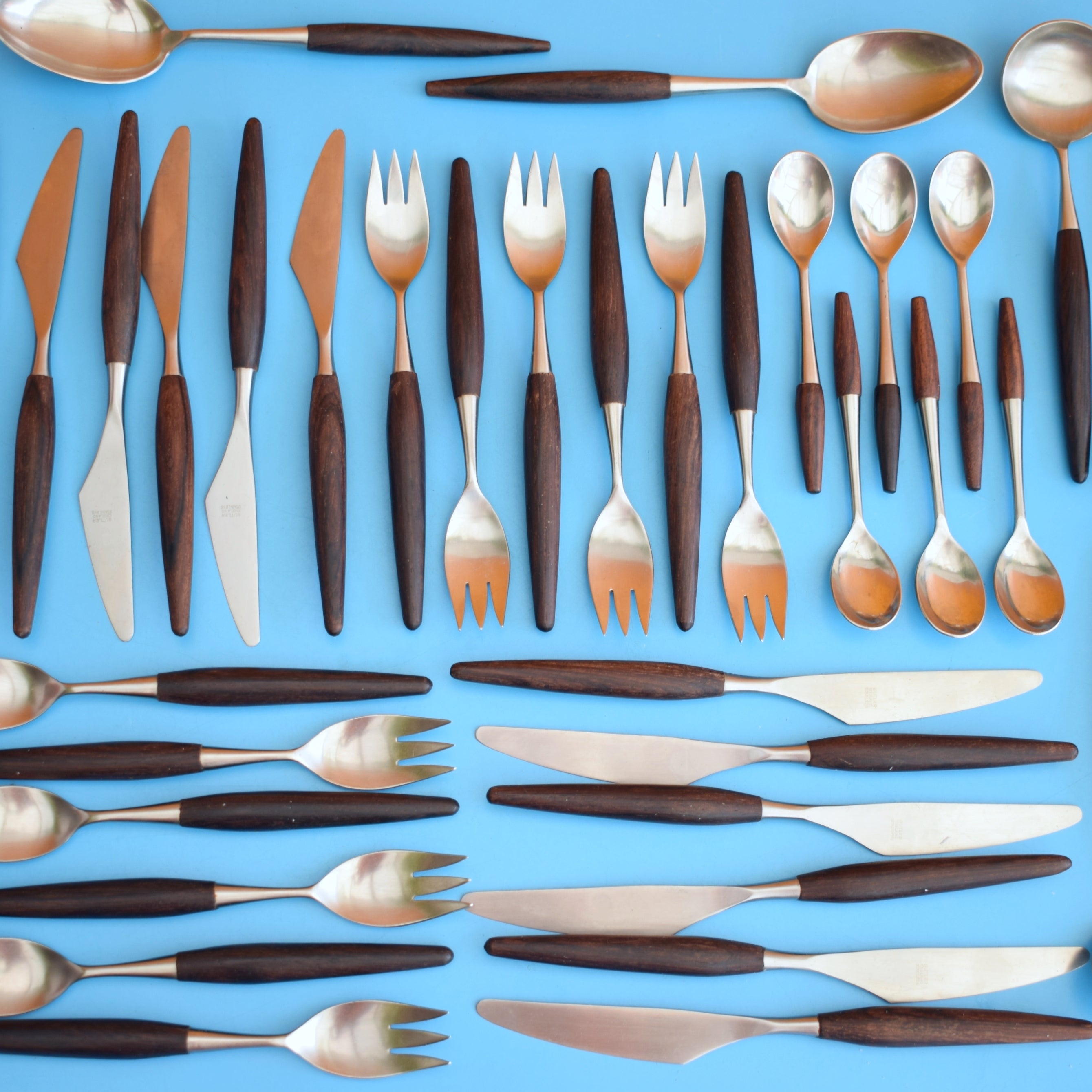 Vintage 1960s Cutlery Set - Butler - Sheba Pattern - Dark Wood ...