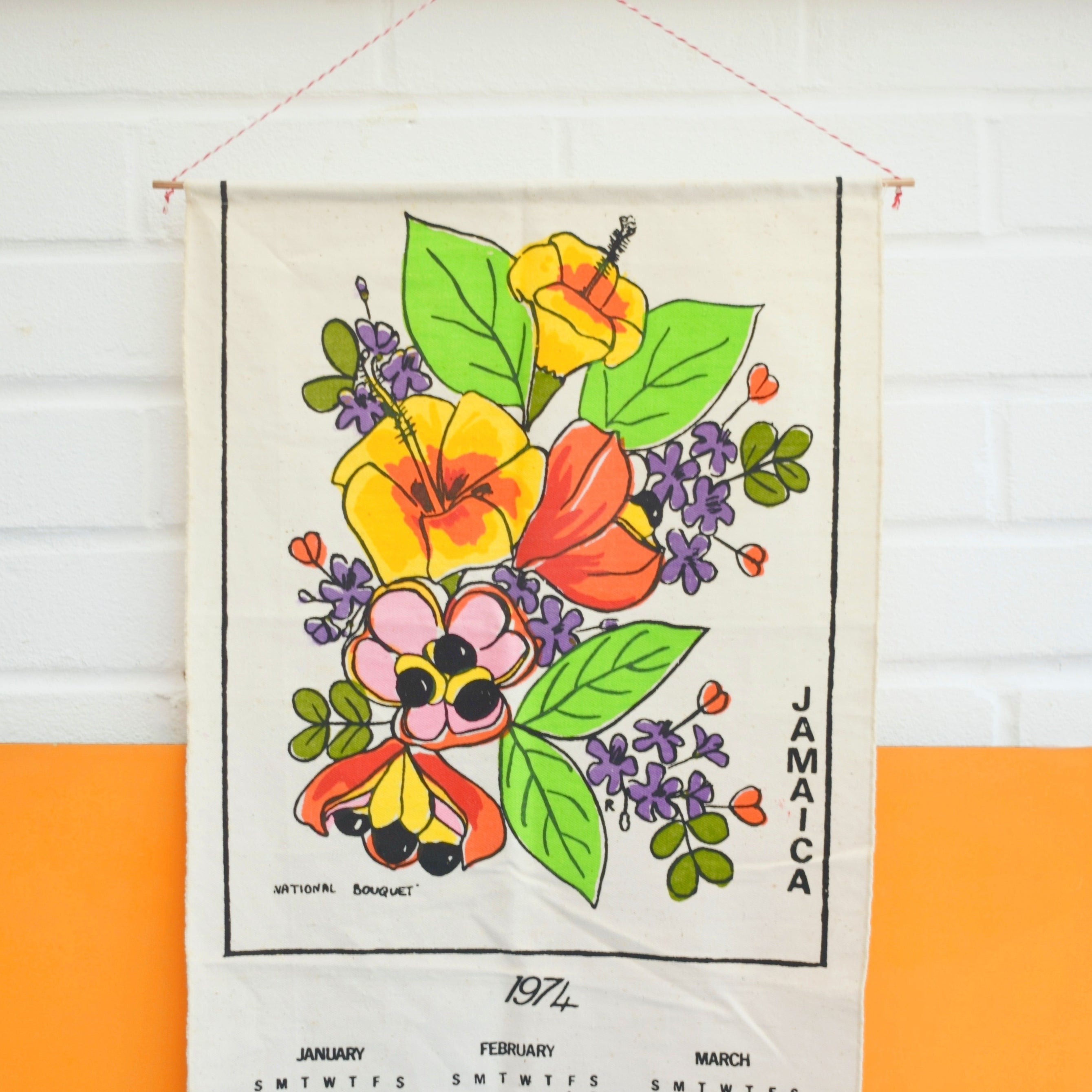 Vintage 1970s Calendar Wall Hanging - Jamaica – Pineapple Retro