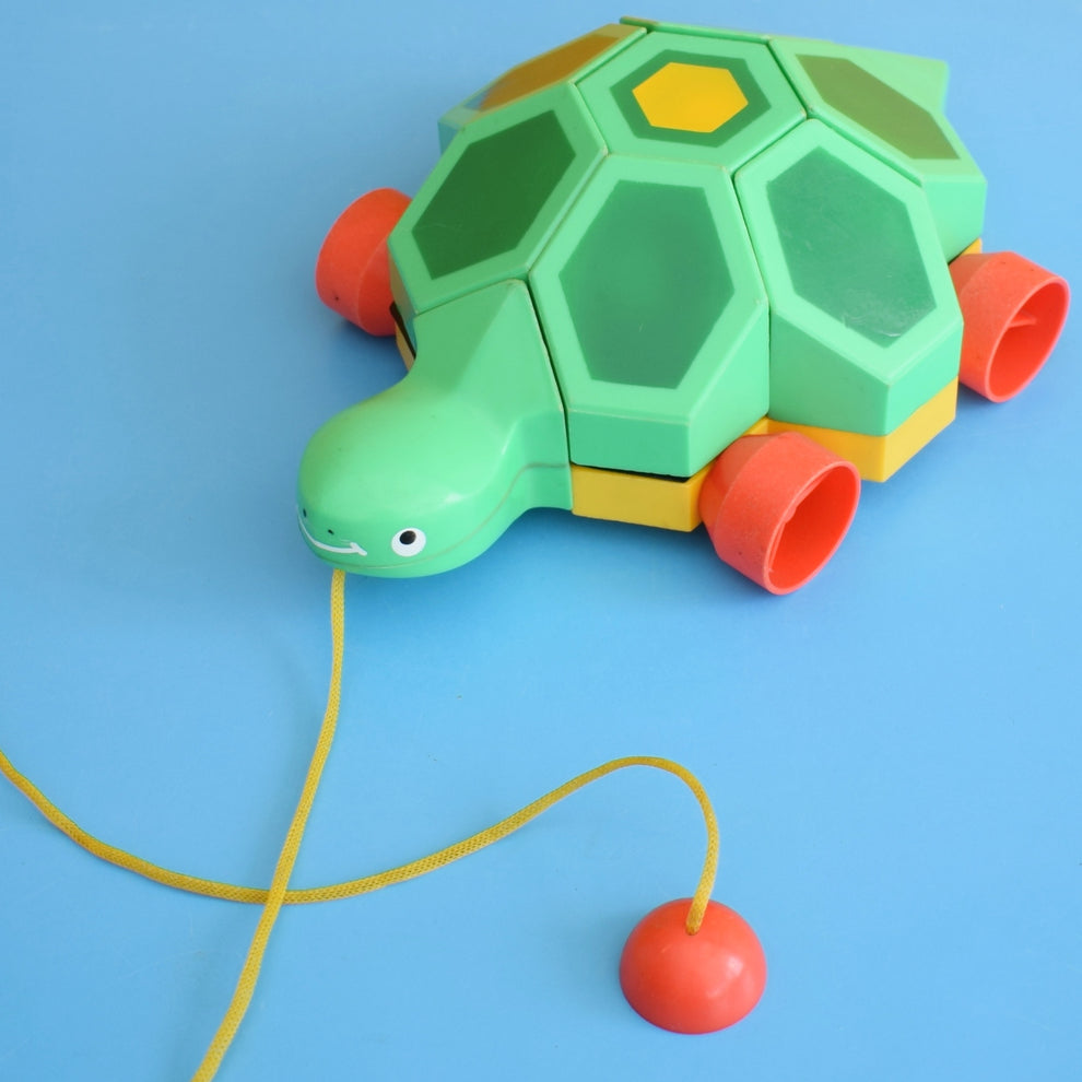 Vintage 1970s Pull Along Stacking Tortoise Toy – Pineapple Retro