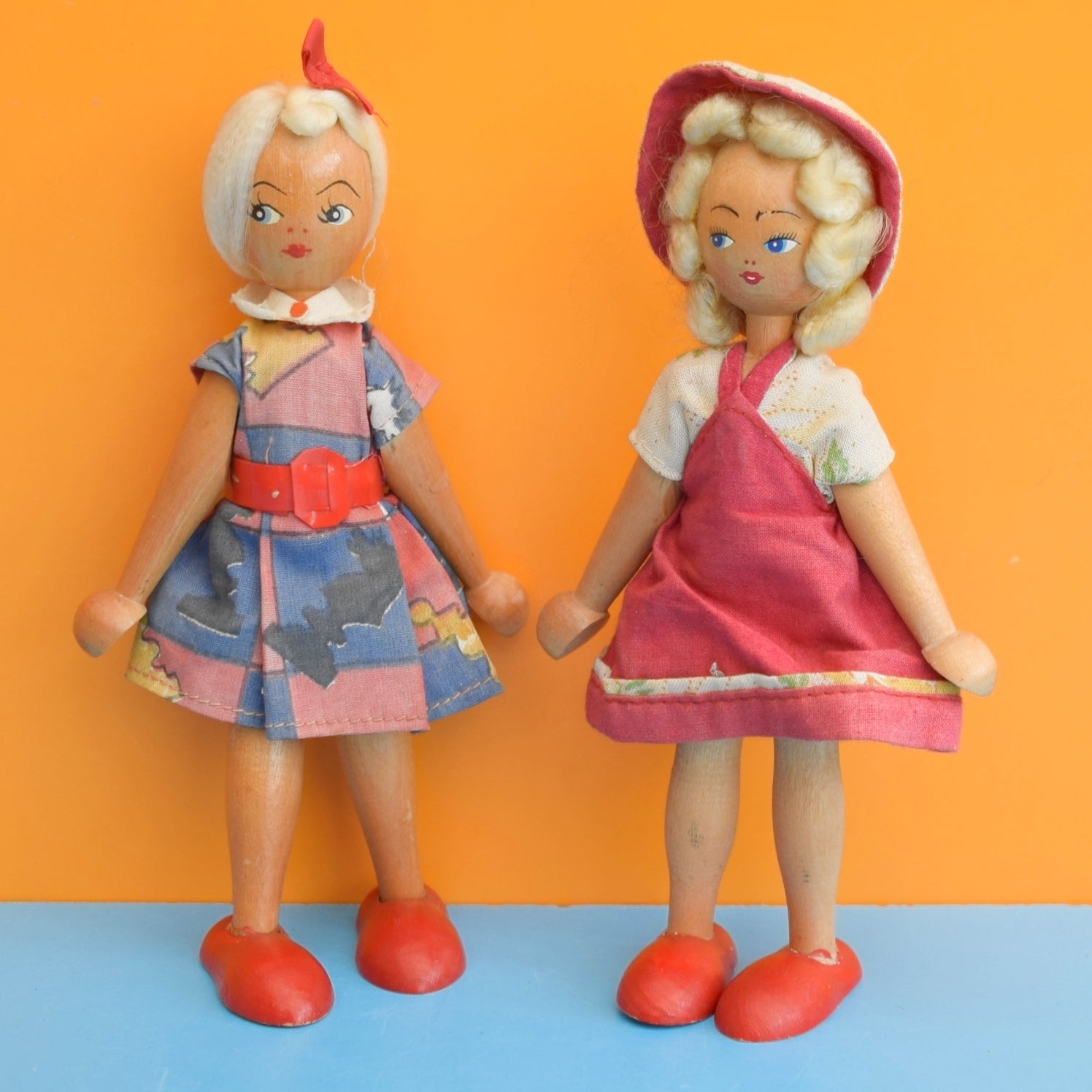 Vintage 1950s Wooden Polish Peg Dolls - Ladies – Pineapple Retro