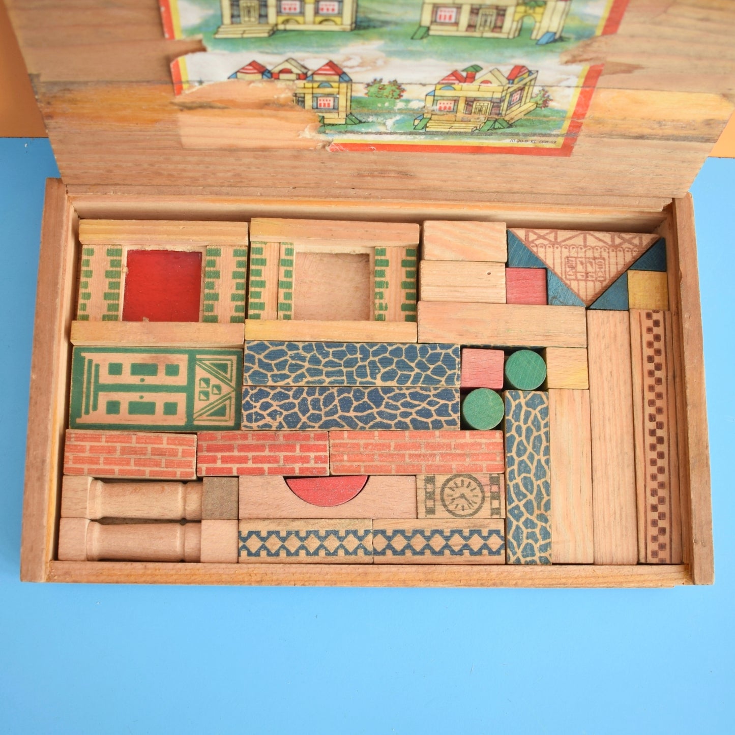 Vintage 1960s Mixed Wooden Building Blocks Original Box – Pineapple Retro