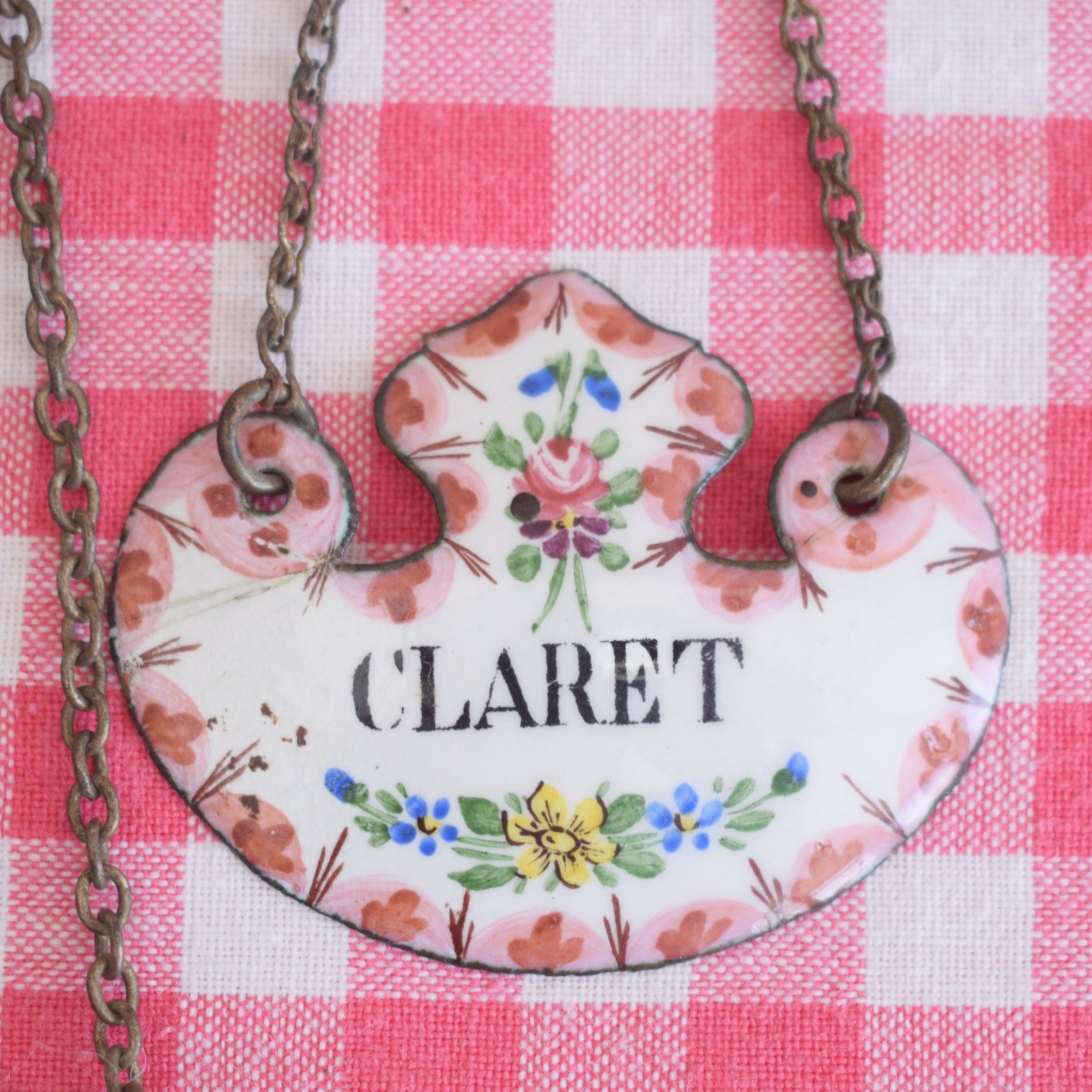 Vintage 1900s Small Enamel / Bone China Decanter Labels - French ...