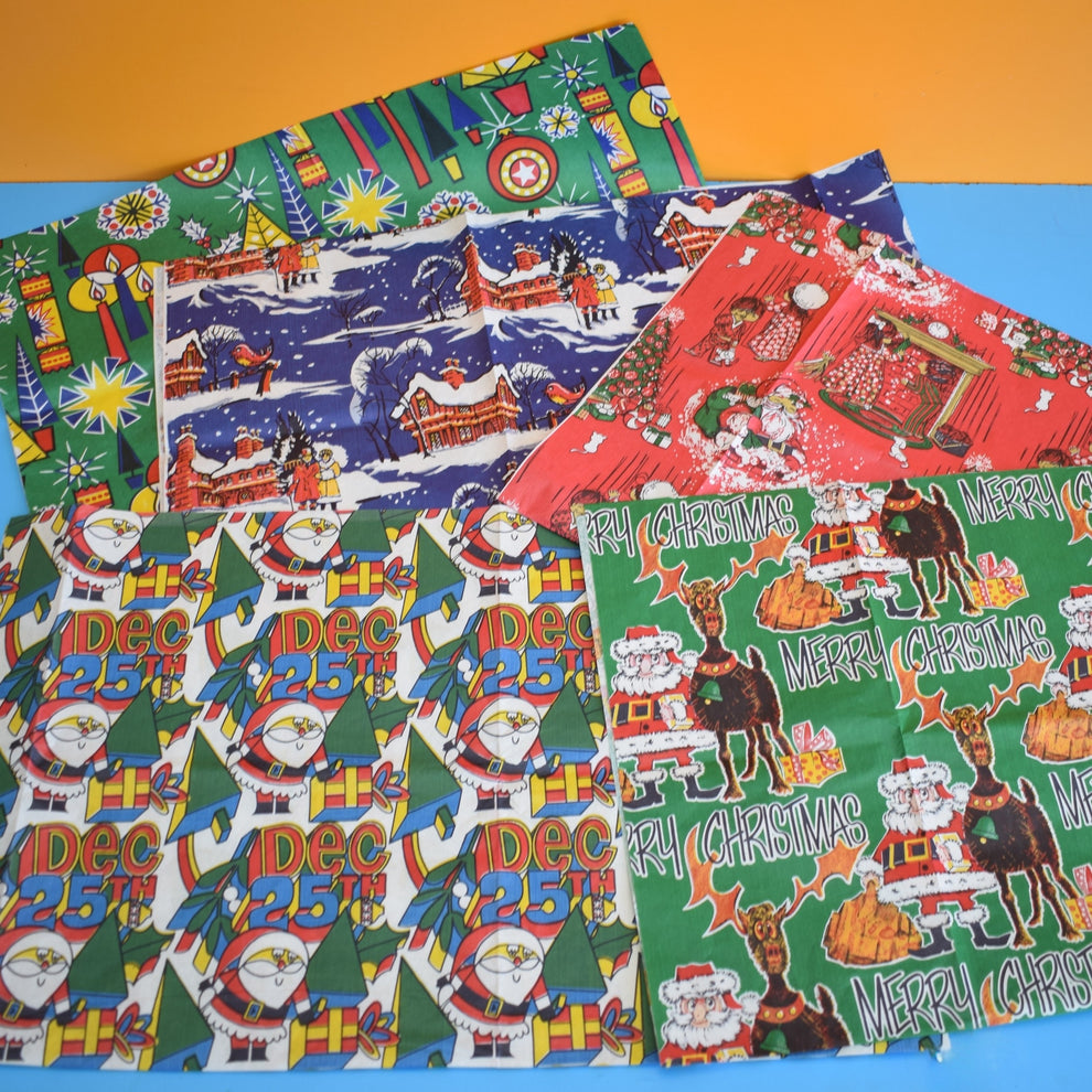 Vintage 1970s Christmas Wrapping Paper - Mixed single Sheets ...