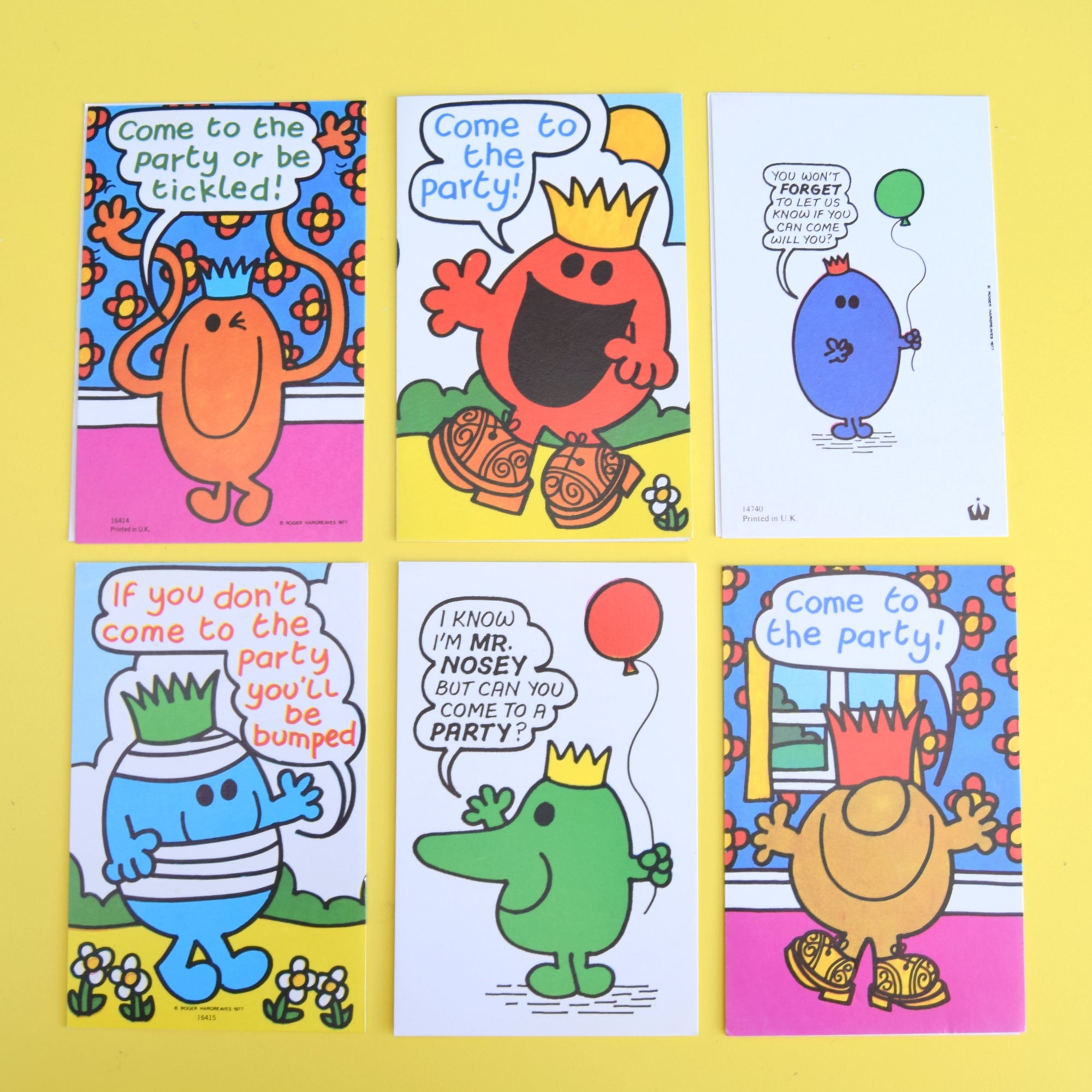 Vintage 1970s Mr Men Party Invitations (1 Pack left) – Pineapple Retro