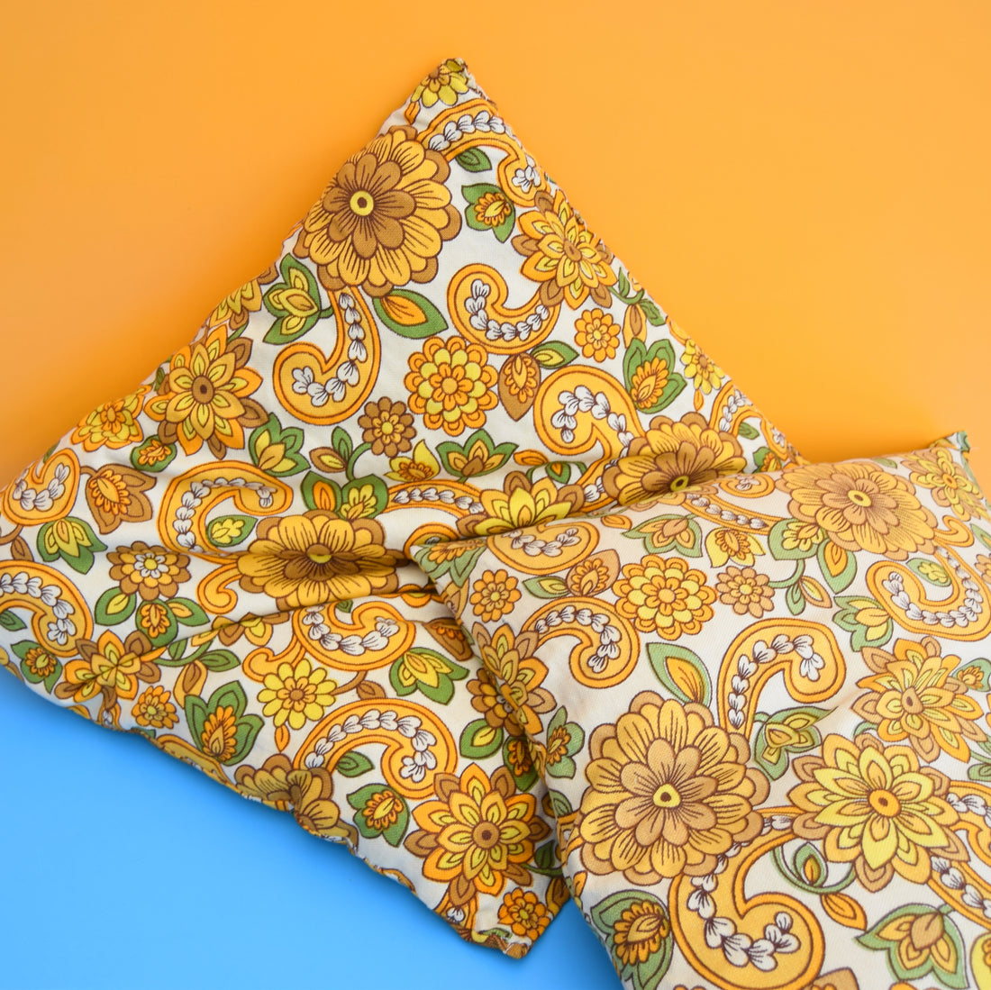 Vintage 1960s Cushions & Pads - Flower Power - Orange & Mustard ...