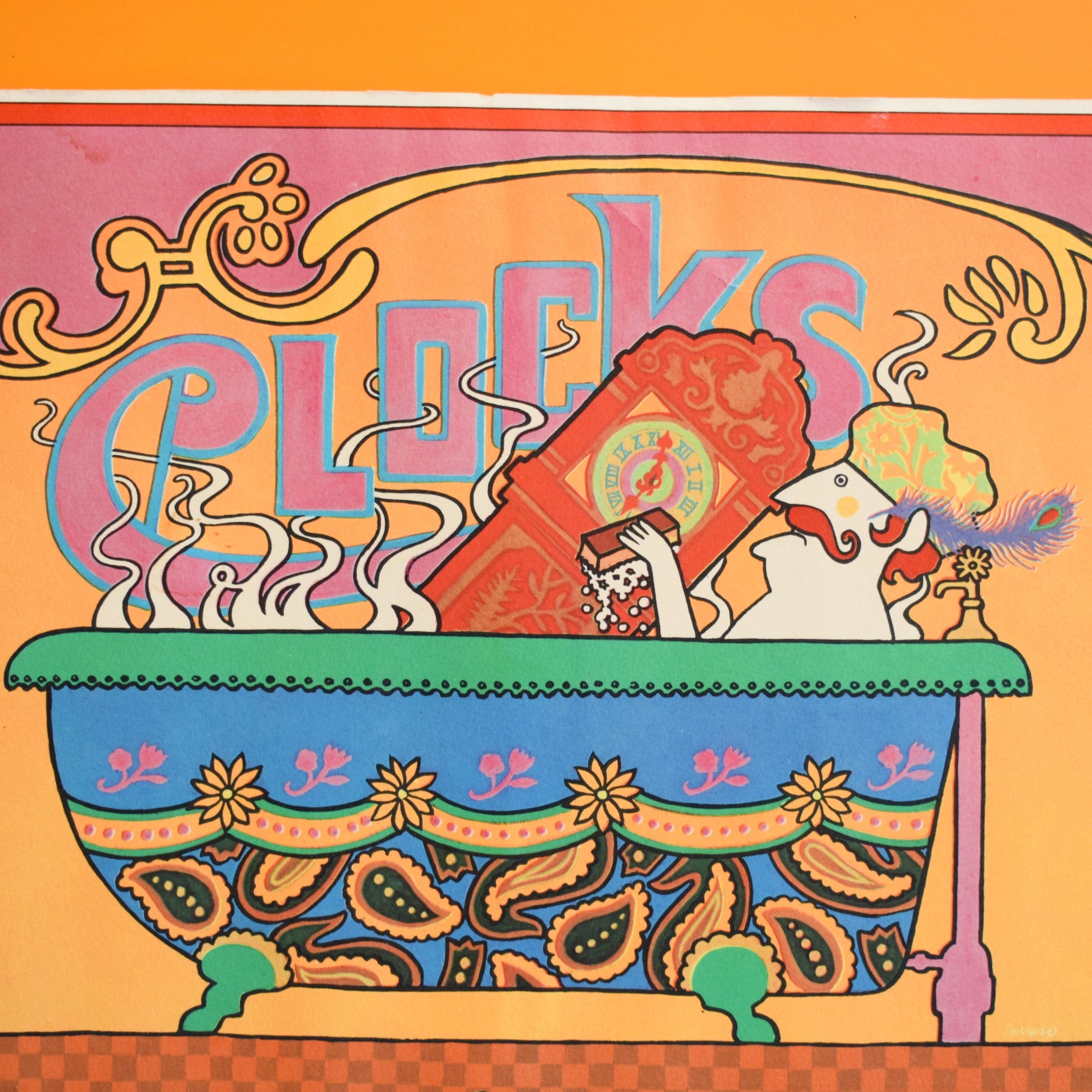 Vintage 1960s Clock Poster- Lowell Herrero – Pineapple Retro