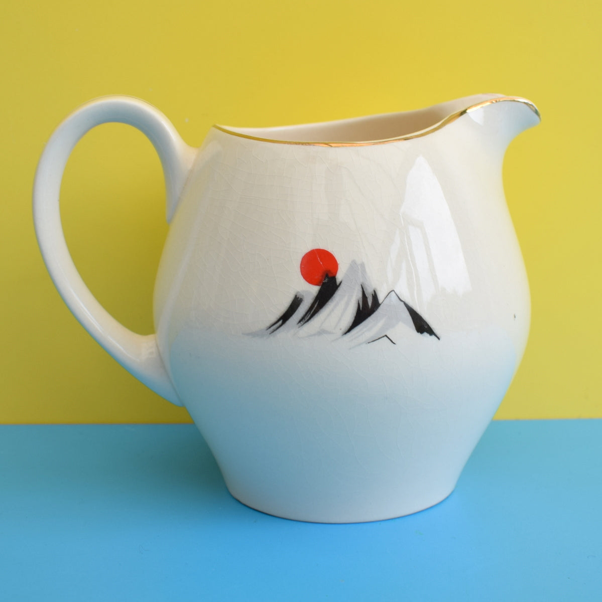 Vintage 1950s Kitsch Alfred Meakin Custard Jugs - Carousel , Red Sails ...