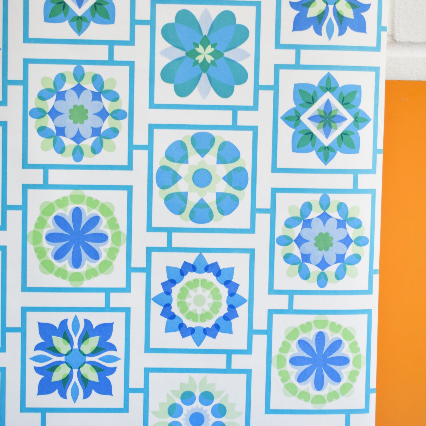 Vintage 1960s Wallpaper - Geometric Blue – Pineapple Retro