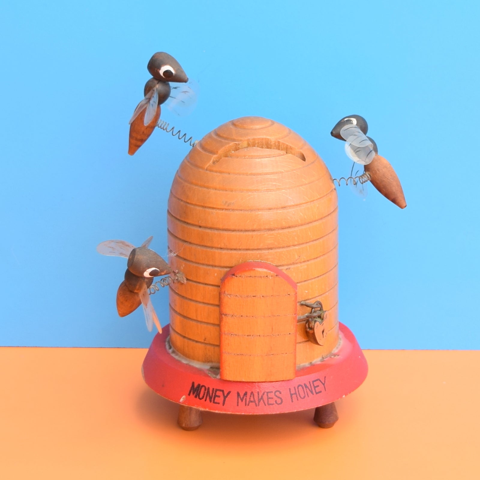 Vintage 1950s Gorgeous Wooden Bee Hive Money Box - Money Makes Honey ...