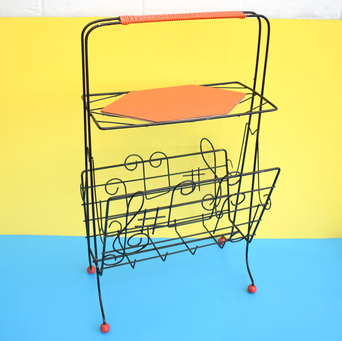 Vintage 1950s Atomic Magazine Rack / Formica Shelf - Red & Black ...